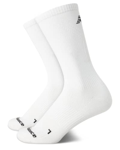 New Balance Men's Athletic Arch Cushion Comfort Crew Socks (5 Pack), Size 6-12.5, True White Old
