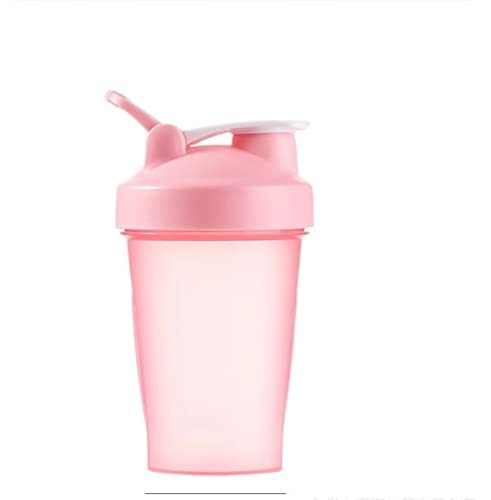 Protein Powder Shaker Bottle for Pre Work Out,Shakes,Smoothies with BPA free & Whisk Ball,400 ML Shaker Cup (16OZ-400ML-1BTL, Pink Whole Over)