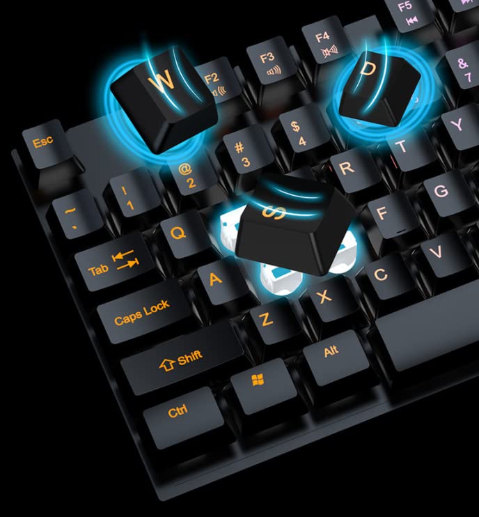 RJPH-3500 Gaming Keyboard: Fastest Clicky Optical Switches w/Quick Keystrokes & 8000Hz Polling Rate - Detachable Type-C Cable - Doubleshot PBT Keycaps - Ergonomic Wrist Rest