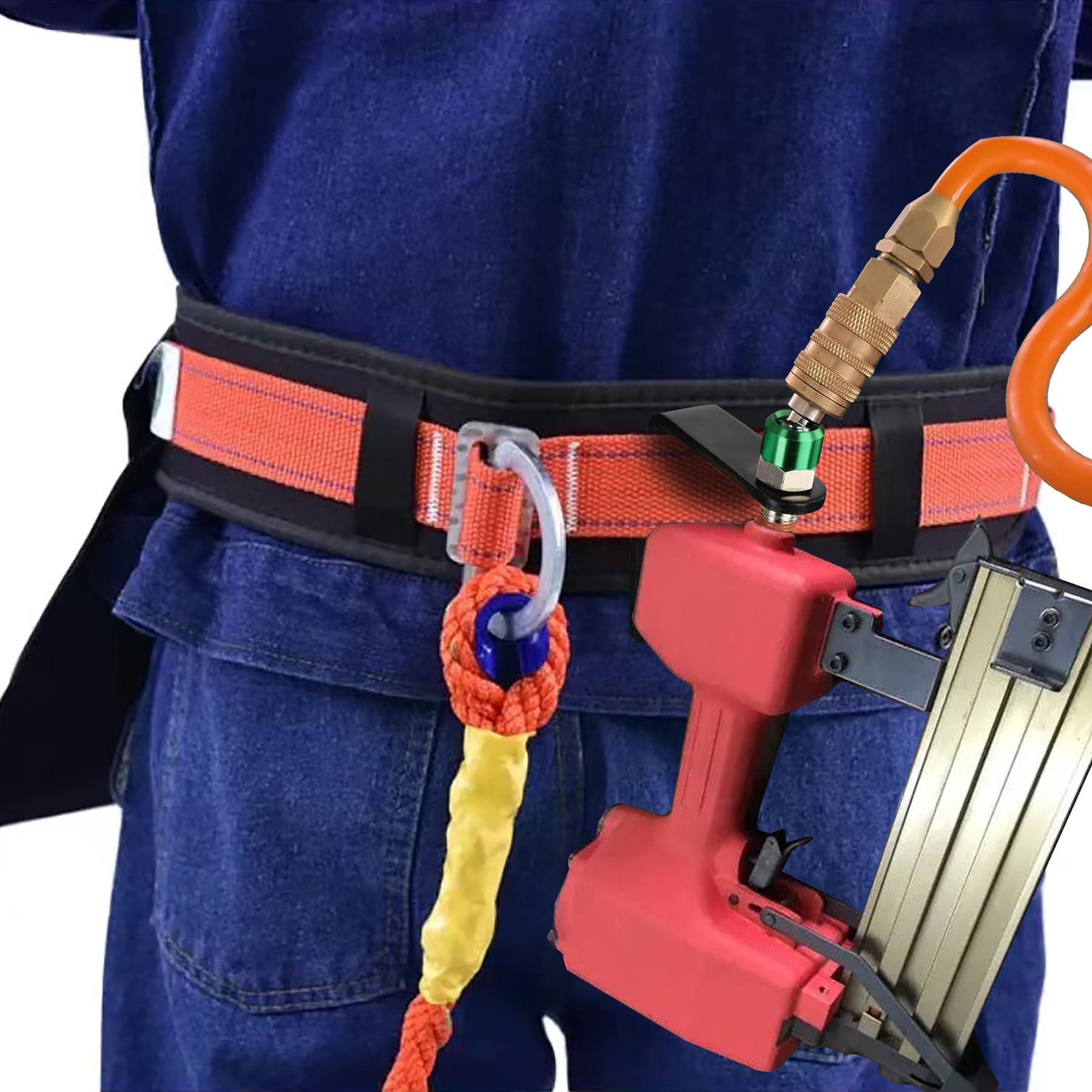 Yolass Pneumatic tool hook,1/4" NPT and 360° Rotatable L Air Rafter Hooks are Lightweight,Quick and Easy to Install for Air Blow Guns,Pneumatic Nail Guns,with Brass Joints,2-Piece