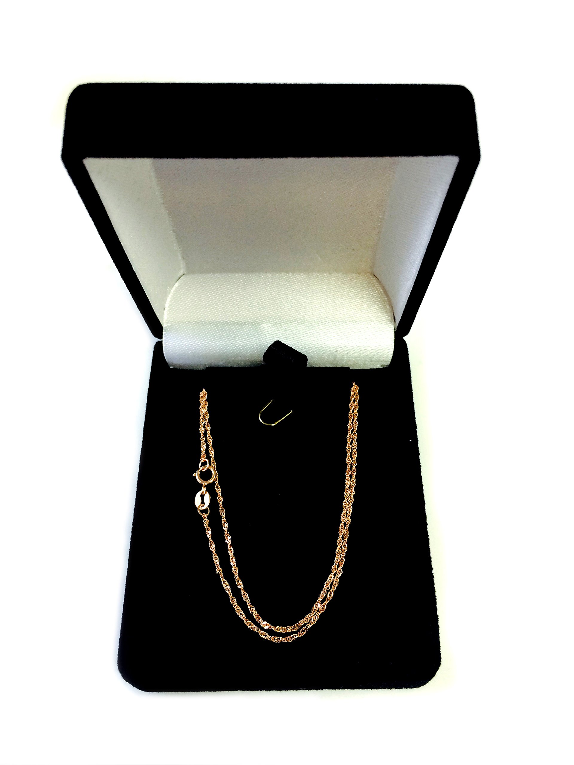 Jewelry Affairs 14k Rose Solid Real Gold Singapore Chain Necklace, 1.0mm, 18"