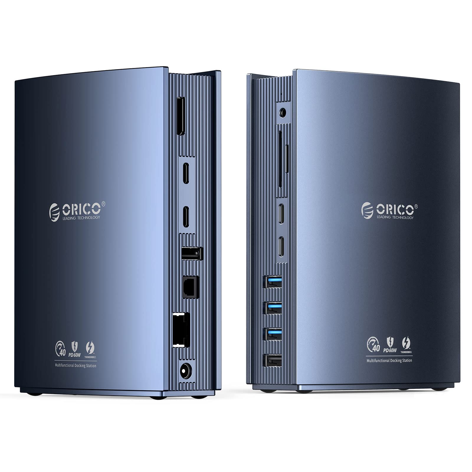 ORICO Thunderbolt 3 Docking Station 15-in-1 40Gbps Dock for Thunderbolt Laptops, 60W Charging Power for Laptop, 15W for Phone, 10 Gbps USB-C Data, Dual 4k HDMI, Gigabit Ethernet, S/PDIF OUT,Audio