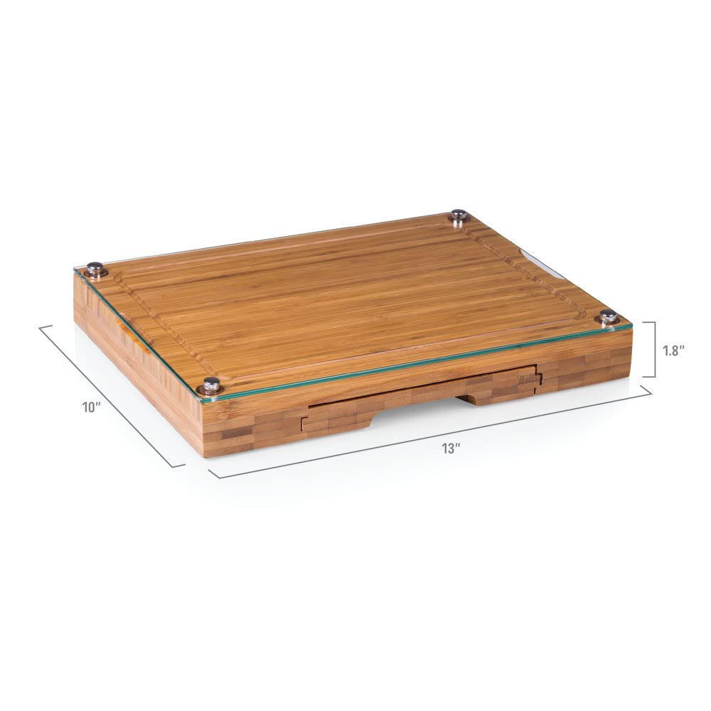 NCAA Tennessee Volunteers Concerto Glass Top Cheese Board and Knife Set - Charcuterie Board Set - Glass Top Cutting Board