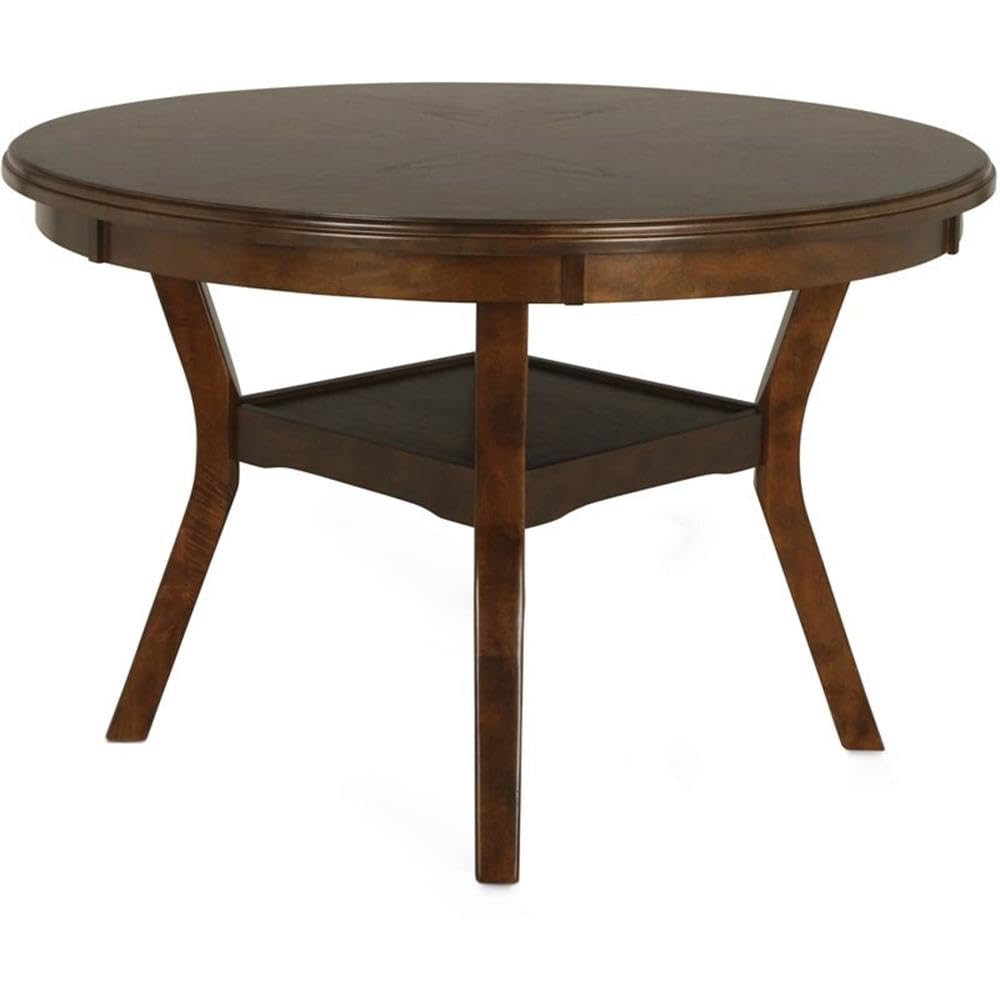 New Classic Furniture Gia 5-Piece Round Dining Set with 1 Dining Table and 4 Chairs, 47-Inch, Brown