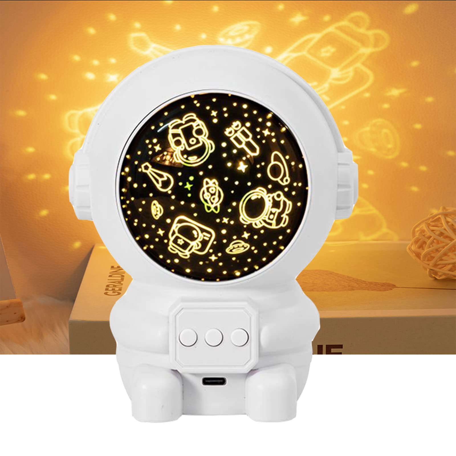 ROGBLIN Night Light Projector for Kids,Astronaut Night Light for Kids with 8 Projection Films, 360 Degree Rotating - 4 Color Changing 9 Built-in Songs Kids Night Light