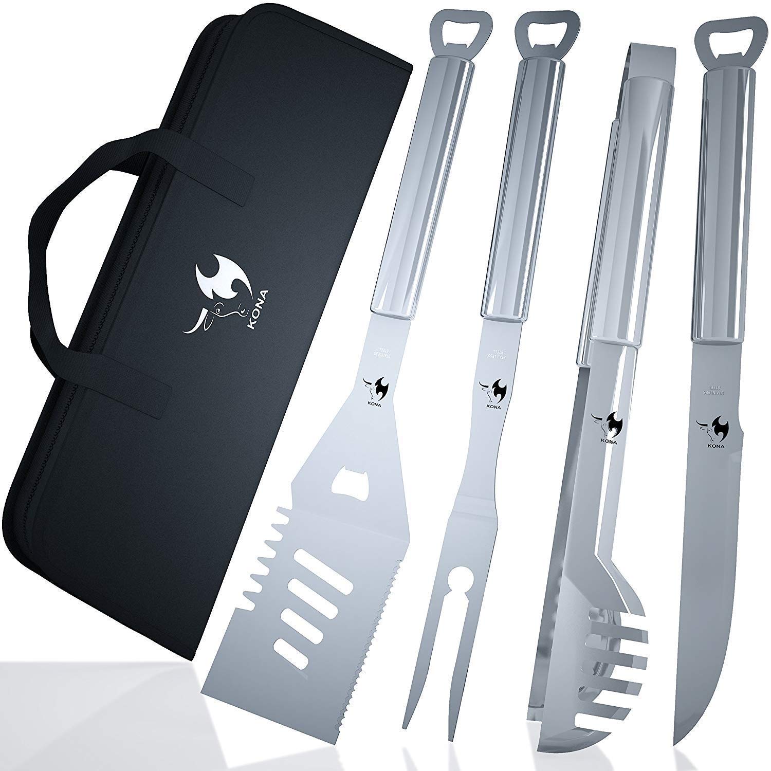 Kona Ultimate BBQ Grill Accessories Kit - All-in-One Outdoor Grilling Tools Set - Premium 18" Grill Tools & BBQ Utensils - Perfect Grill Set for BBQ Enthusiasts includes Instant Read Meat Thermometer