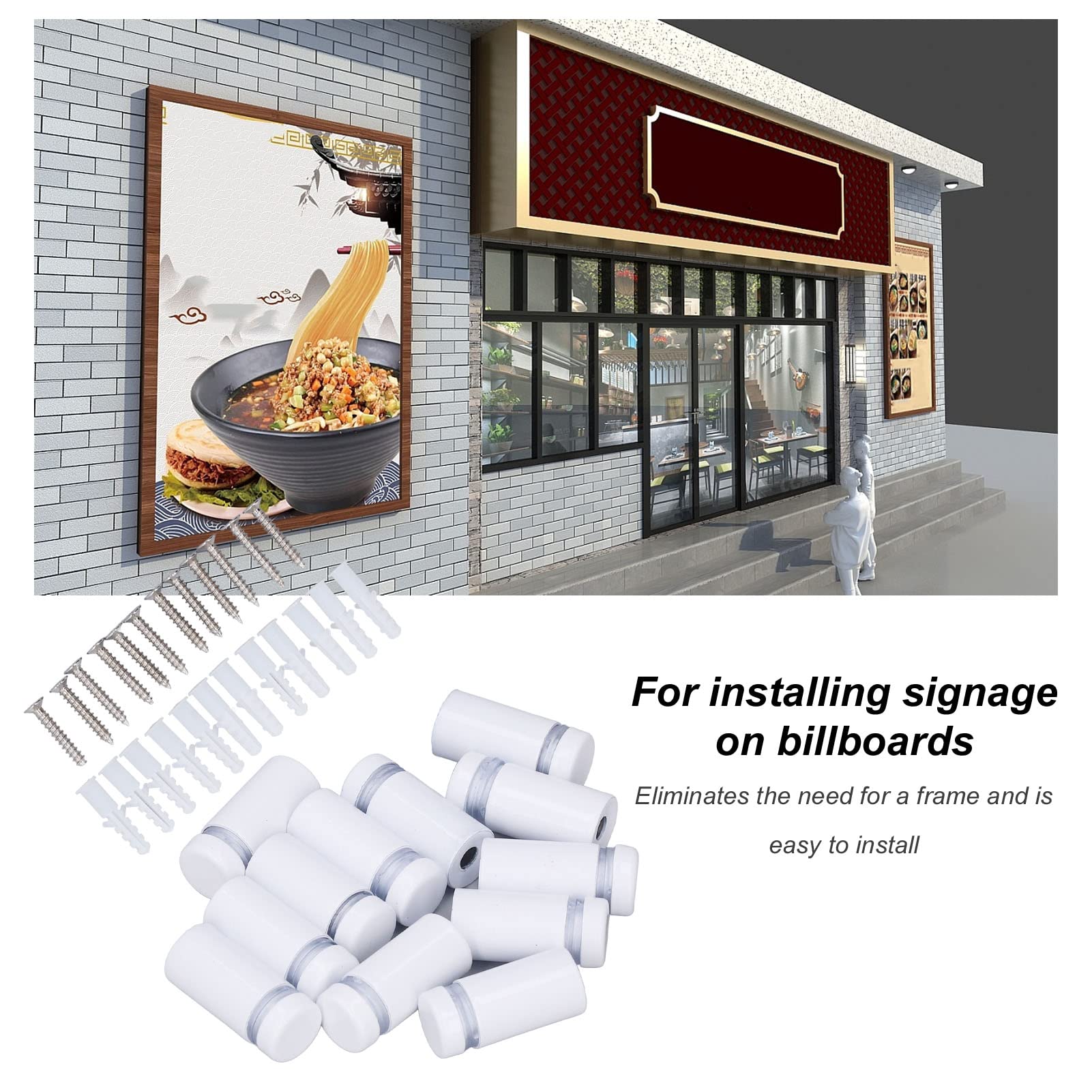 Spacer Screws Stainless Steel Plate Holder with Expansion Tubes for Offices and Shops