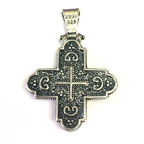 Jewelry Affairs Sterling Silver 18 Karat Gold Overlay Byzantine Style Cross Pendant