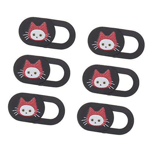 SOLUSTRE Desktop Camera 6pcs Laptop Tablet Cartoon Pattern for Ultra Webcam Shield Lid Thin Cover Blocker Black Cute Cell Privacy Camera Slider Sticker Anti- Cat Web Peeping Anti Sliding Slide