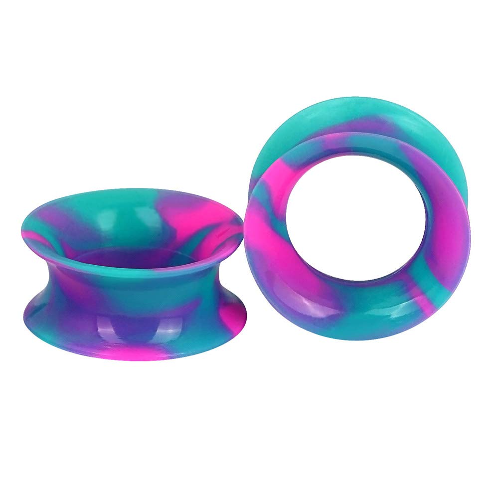 JOYTOYOU 20Pcs Camouflage Turquoise and Pink Silicone Ear Gauge Tunnels Stretching Kit Flesh Tunnels Expander Set 2g to 1"