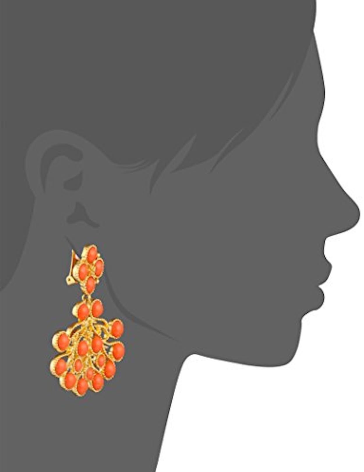Kenneth Jay Lane Gold and Coral Cabochon Clip-On Earrings