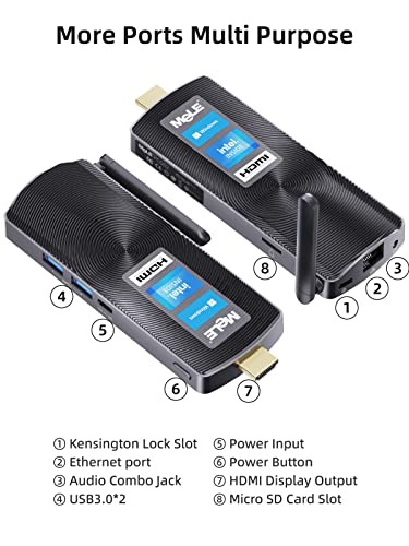 MeLE PCG02 Fanless Mini PC Stick Desktop,J4125 8GB 256GB Windows 11 Pro 4K HDMI Portable Small Computer, Support Win10 pro PXE Unlocked Bios Gigabit Ethernet, Work on Media Industry IoT Office