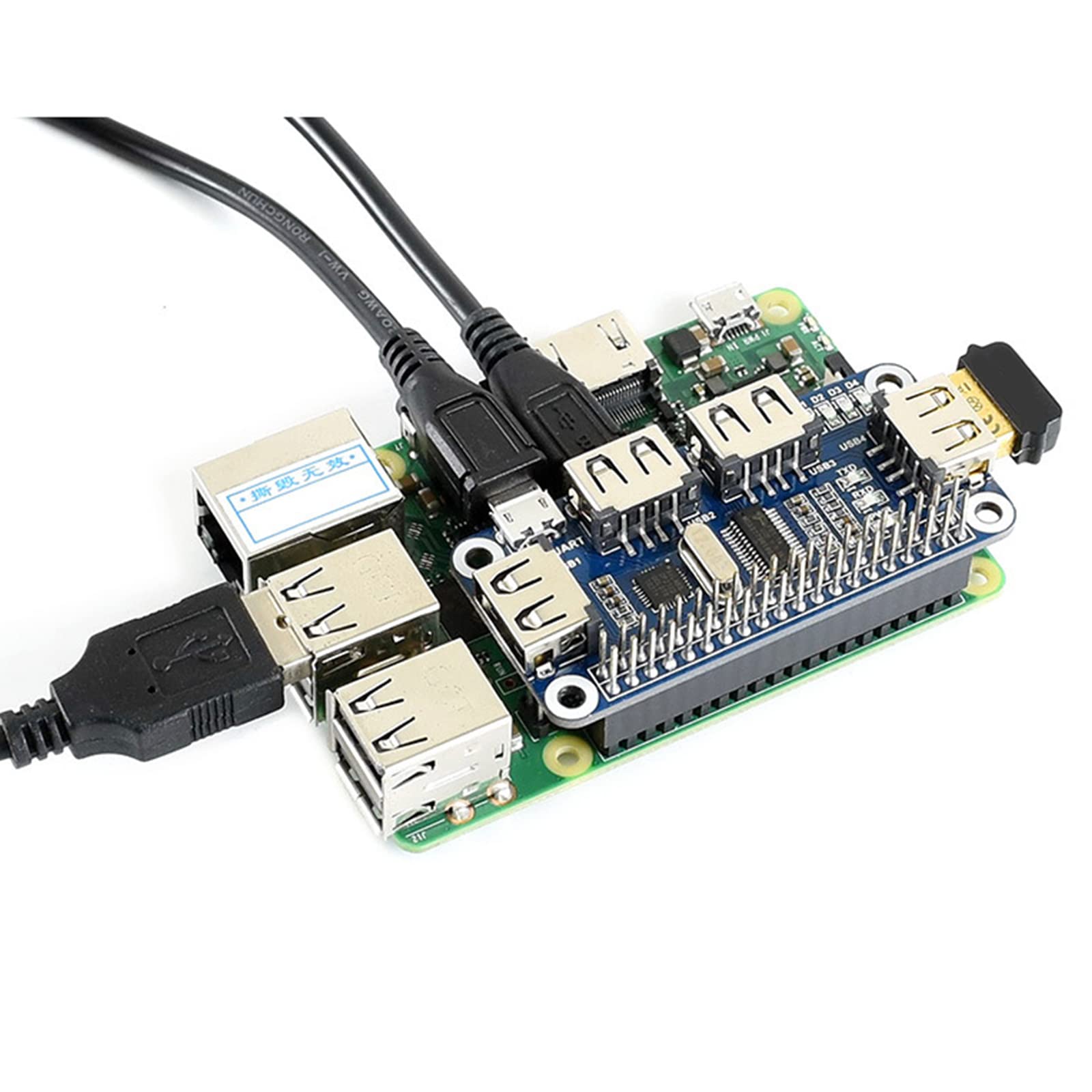 USB HUB HAT Expansion Board Onboard USB to UART for 4 B/3 B+/3 B/Zero/Zero 4 USB Ports USB2.0/1.1 USB Expansion Board
