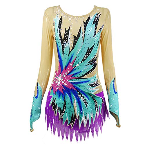 LIUHUO Rhythmic Leotards Dress Purple Girls Children Gymnastic Wear Belly Competition Performance Ballet Leotards