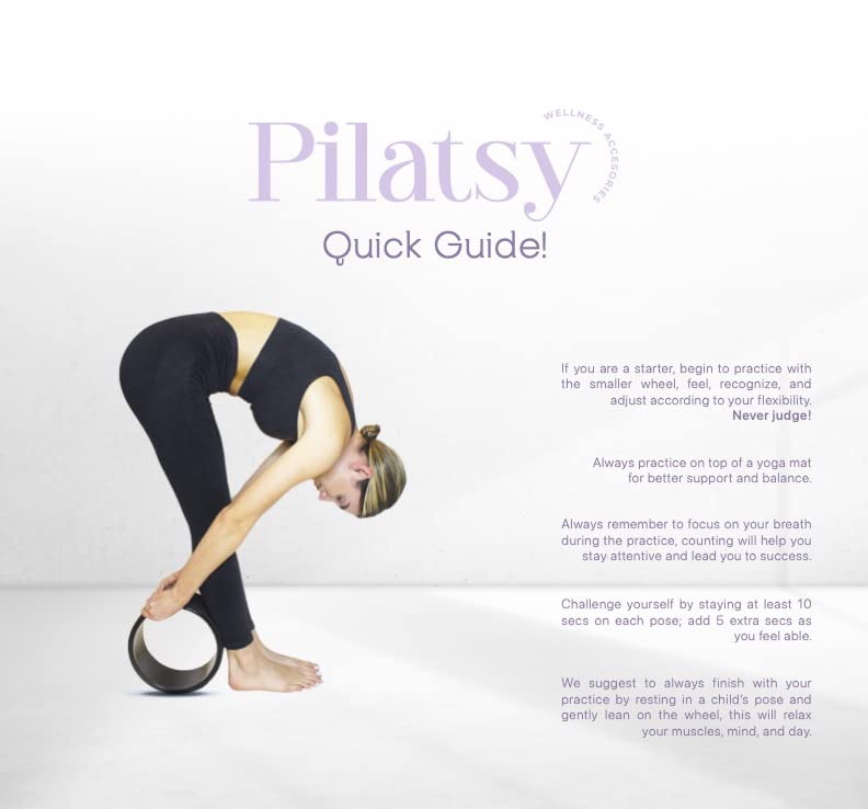 PILATSY Yoga Wheel Set – Pack of 3 Foam Rollers for Back Pain Massage, Stretch, Release, and Relief with Thick Padded Cushion for Better Pose & Backbend (Set of 3, Black)