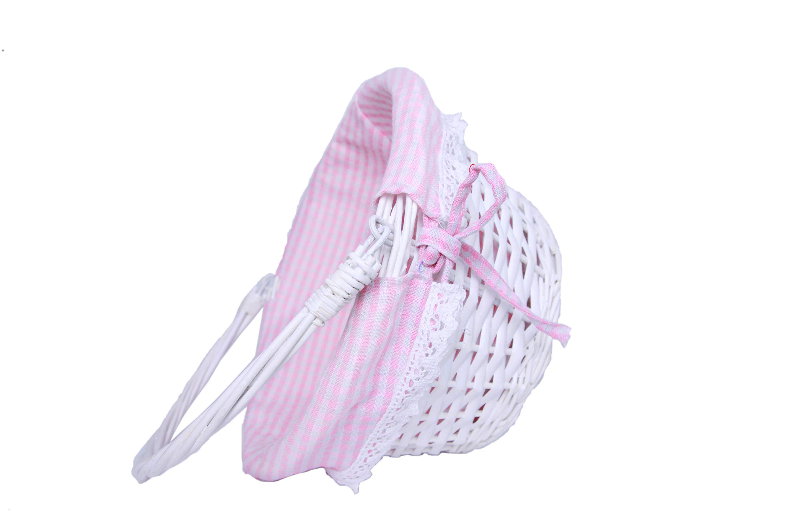 KRZIL Easter Basket Gift Basket Oval Willow Round Wicker Storage Basket With One Drop Down Handle Fabric Cotton Linen For Office, Bedroom, Closet, Toys
