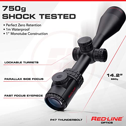 New, Red-Line Optics P-47 Thunderbolt Gen I 6-24x50, SFP, MRAD, 1" monotube, Hunting, Long-Range Precision, Target .22LR, 223, 308, 30-06 Competition Scope Designed in USA Based in WA (Flat Black) …