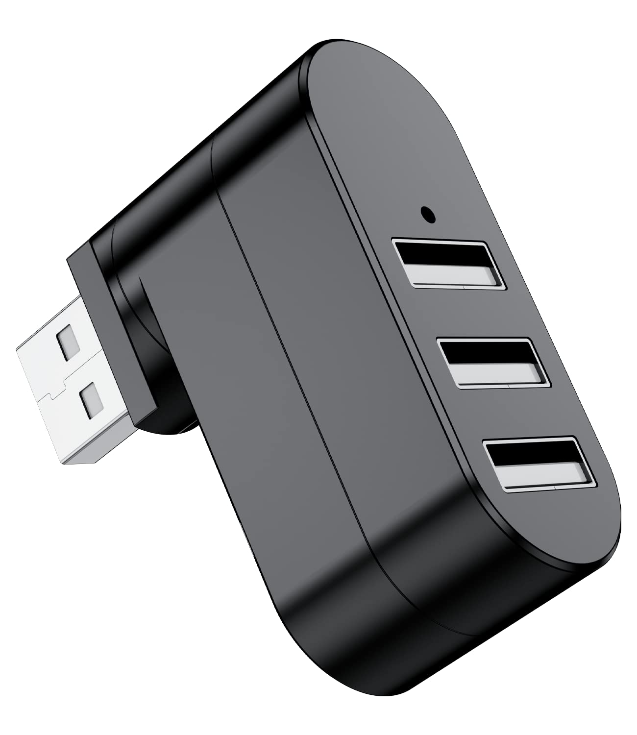 USB Port Splitter, BERLAT 3 Port USB 2.0 Expander Splitter [90°/180° Degree Rotatable] for Laptop, Xbox, Wii, PS3, PC, MAC, Mac Book, Tablet, Tab, Console, Printer, Camera - Black