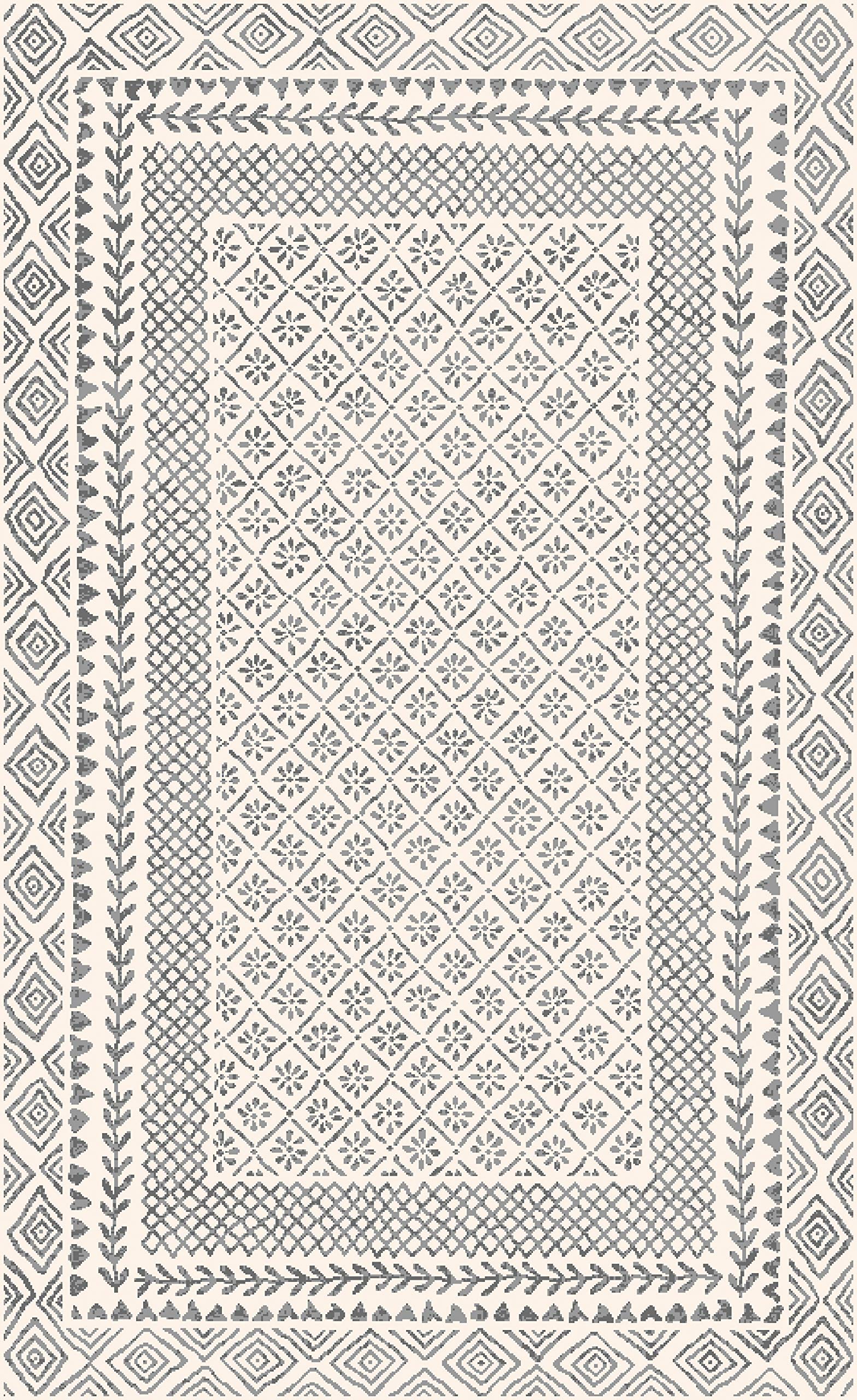 Livabliss Melodie Boho Farmhouse Area Rug,3'11" x 5'7",Beige