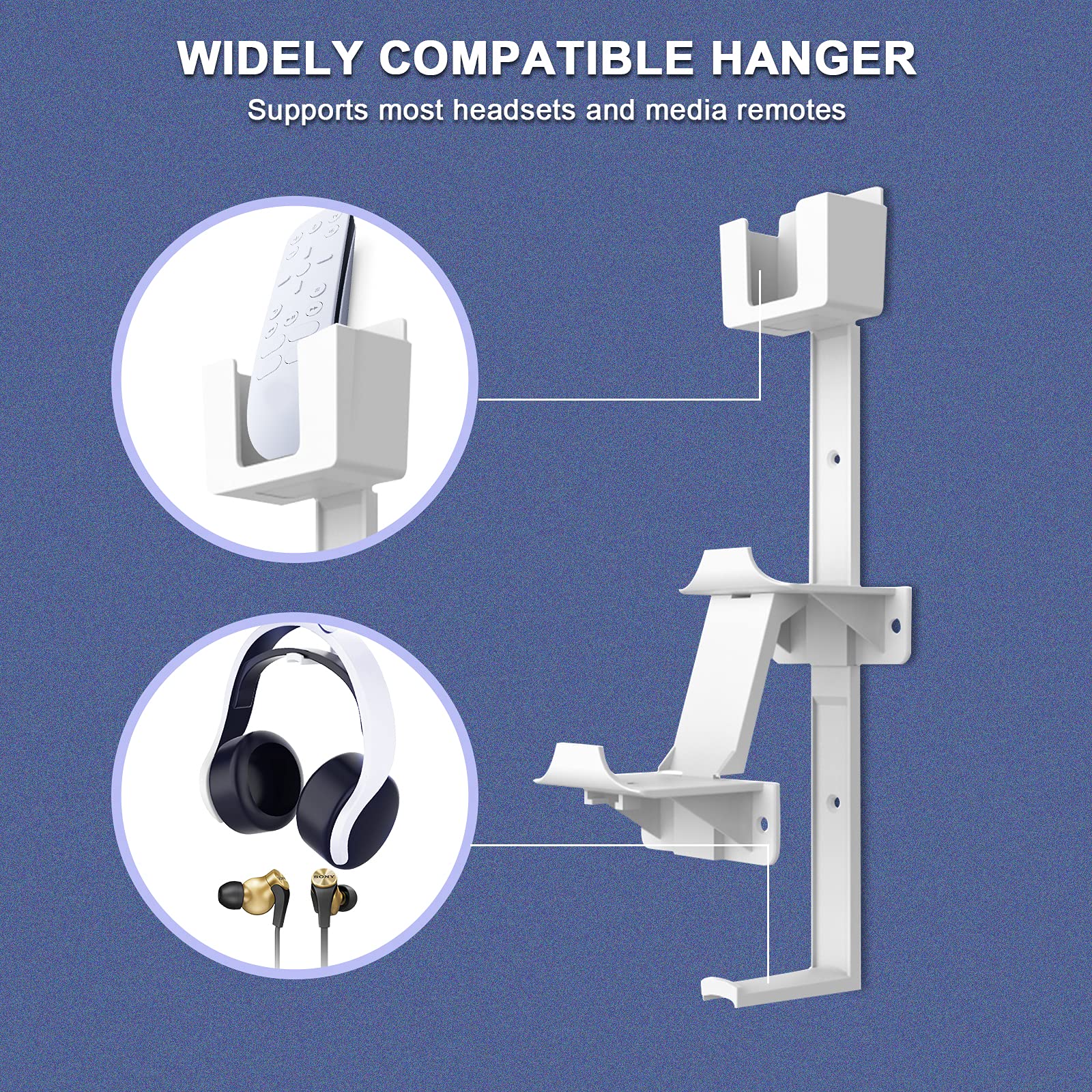 NexiGo PS5 Wall Mount Set with RGB LED Light - Wall Bracket for 5 Console (Disc & Digital), Controllers, Headphone and Media Remote - Wall Hanger for PS5 Console, PS5 Accessories