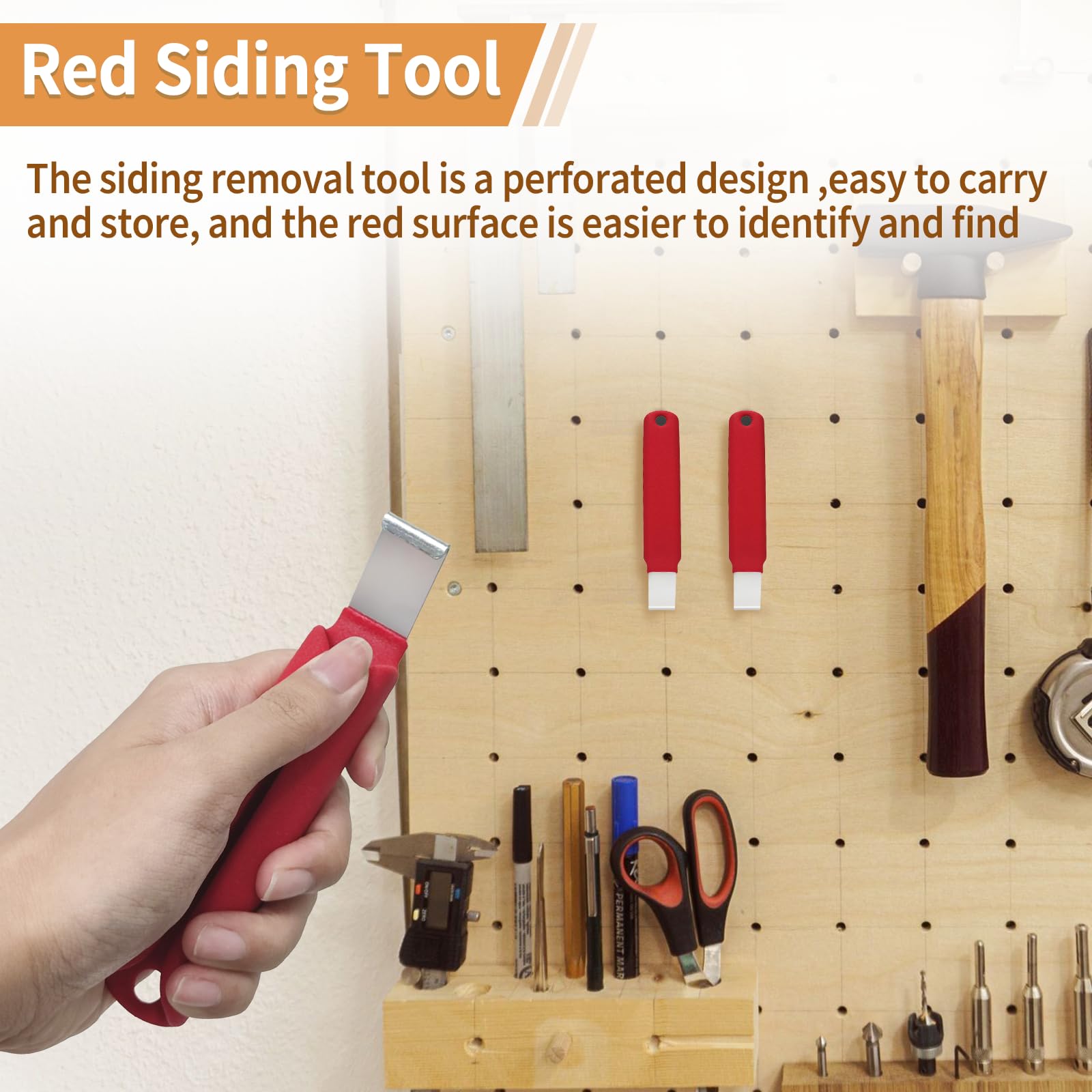 Vinyl Siding Removal Tool Fits for Reattach Siding Repair, Steel Blade Siding Zip Tool Extra Long Non-Slip Grip Handle(Red)