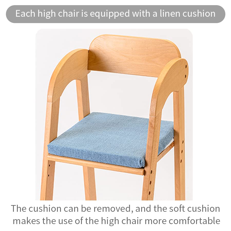 Muchuan Wooden Highchairs Height for Toddlers Adjustable Feeding Chair, for 1-12 Years Old Max 60kg Grows with Your Kid with Steps for Kids Dining, Studying, Step Tool