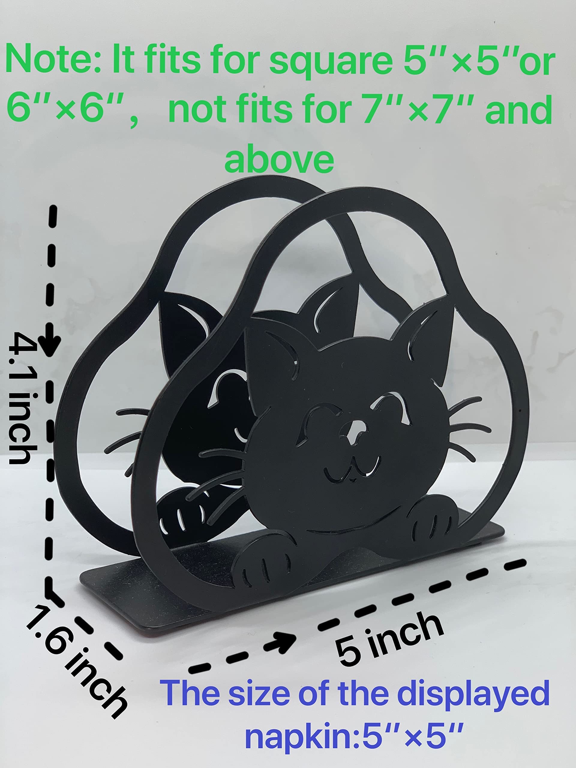 PXLYWLTZL Napkin Holder for kitchen,CAT black Metal Holders Tables, dinner iron Restaurants,Farmhouse,Cafe,Bar, Holders, Tissue Dispenser (CAT), 4.8inch 4inch 1.7inch (999)