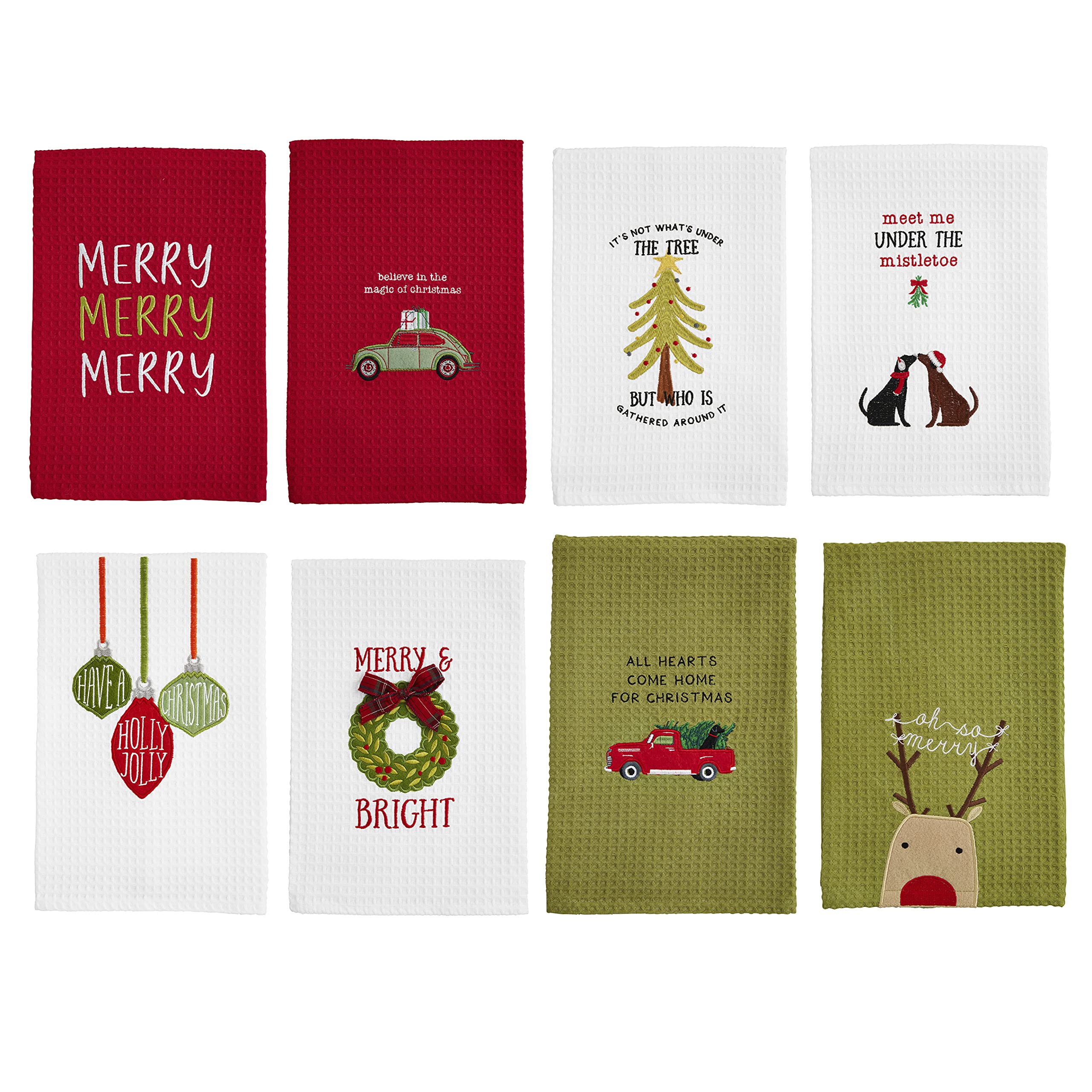 Mud Pie Christmas Waffle Towel, Tree, 25" x 16"