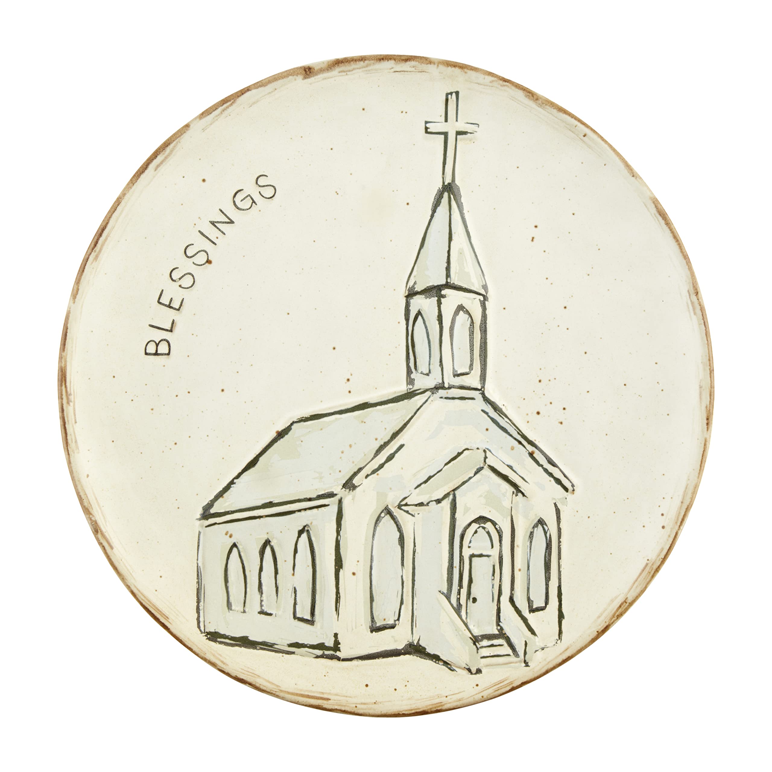 Mud Pie Church Blessing Platter, 12 1/2" Dia, White