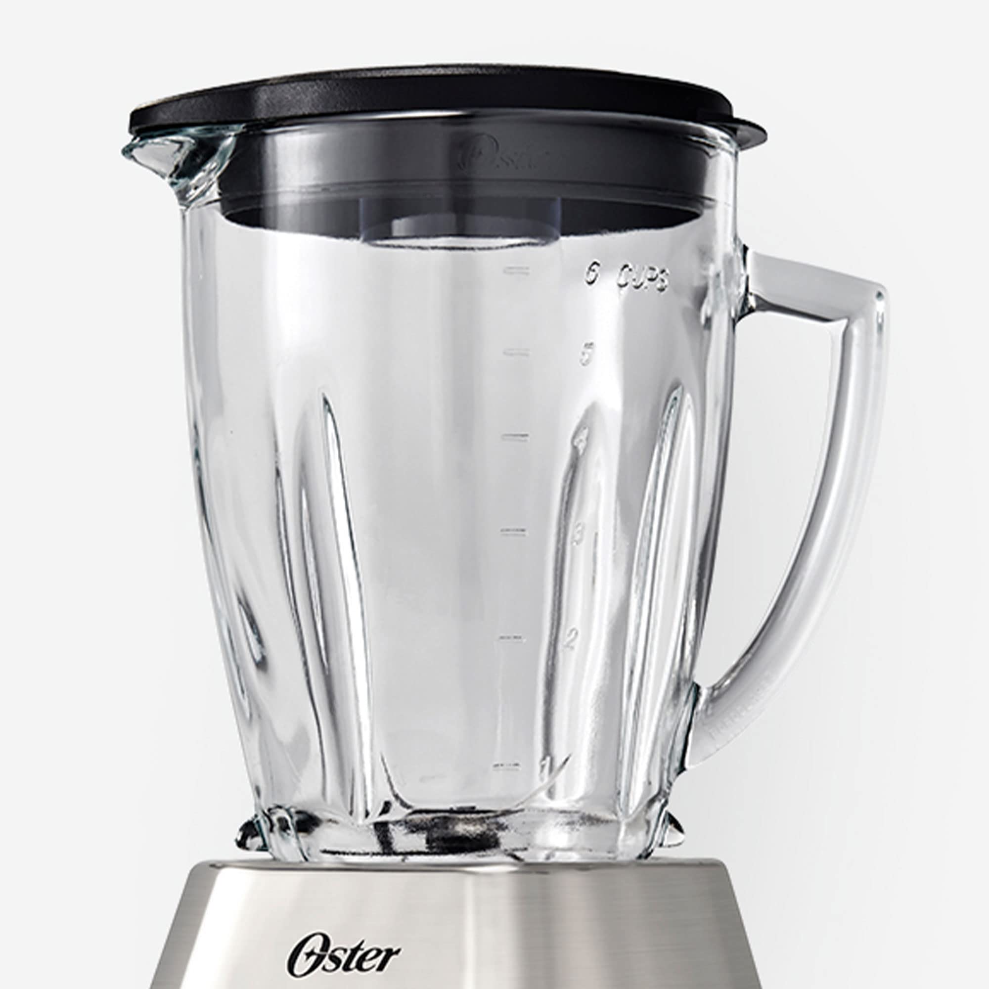 Oster Master Series 800 Watt Kitchen Blender w/Pre-Programmed Texture Select Settings, 6 Cup Shatter Resisting Glass Jar, and 24 Ounce Blend-N-Go Cup