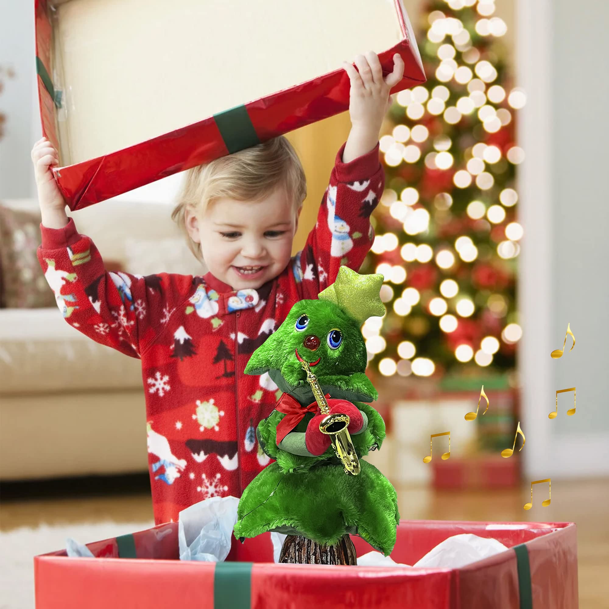 Singing Christmas Tree, Dancing Christmas Tree Play The Saxophone and Sing 8 Christmas Songs, Christmas Dancing Toy Gift for Kids & Decoration Parties