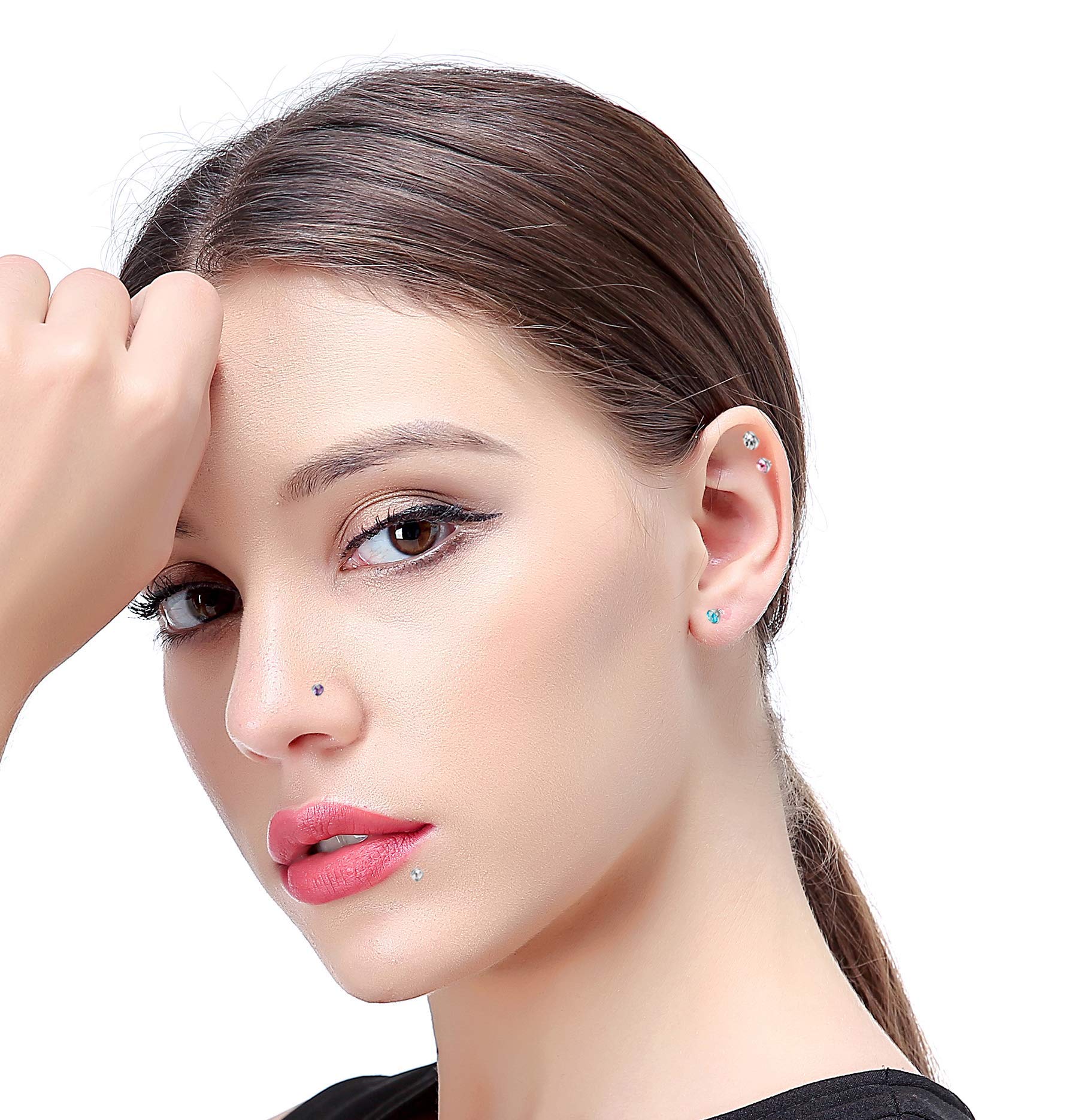 Jstyle 30Pcs 16G Forward Helix Cartilage Tragus Earring Studs Internal Threaded Labret Lip Monroe Ring Barbell Body Piercing Jewelry