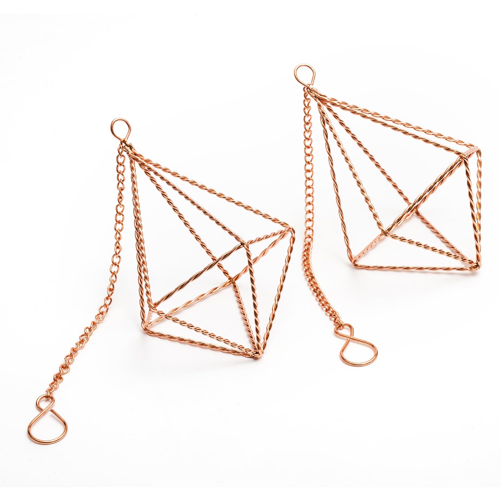 libproqia 5 Pcs Hanging Geometric Air Plants Holders Twisted Metal Airplant Hangers Small Diamond Shape Tillandsia Planter Display with Chains Himmeli Decor for Home and Office,Rose Gold