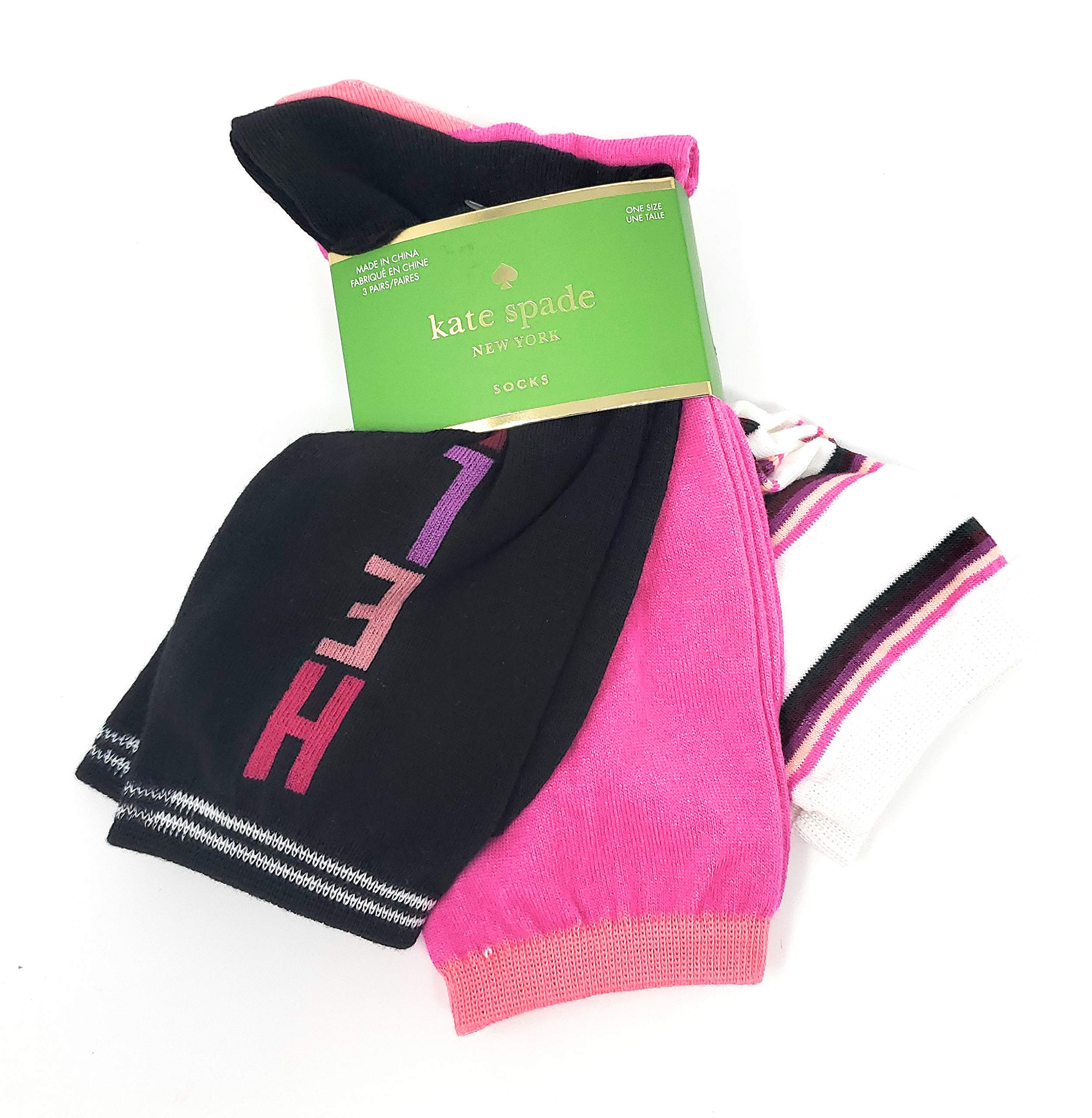 Kate Spade New York Stallion 3-Pack Trouser Socks Black 4-10 Women's Shoe