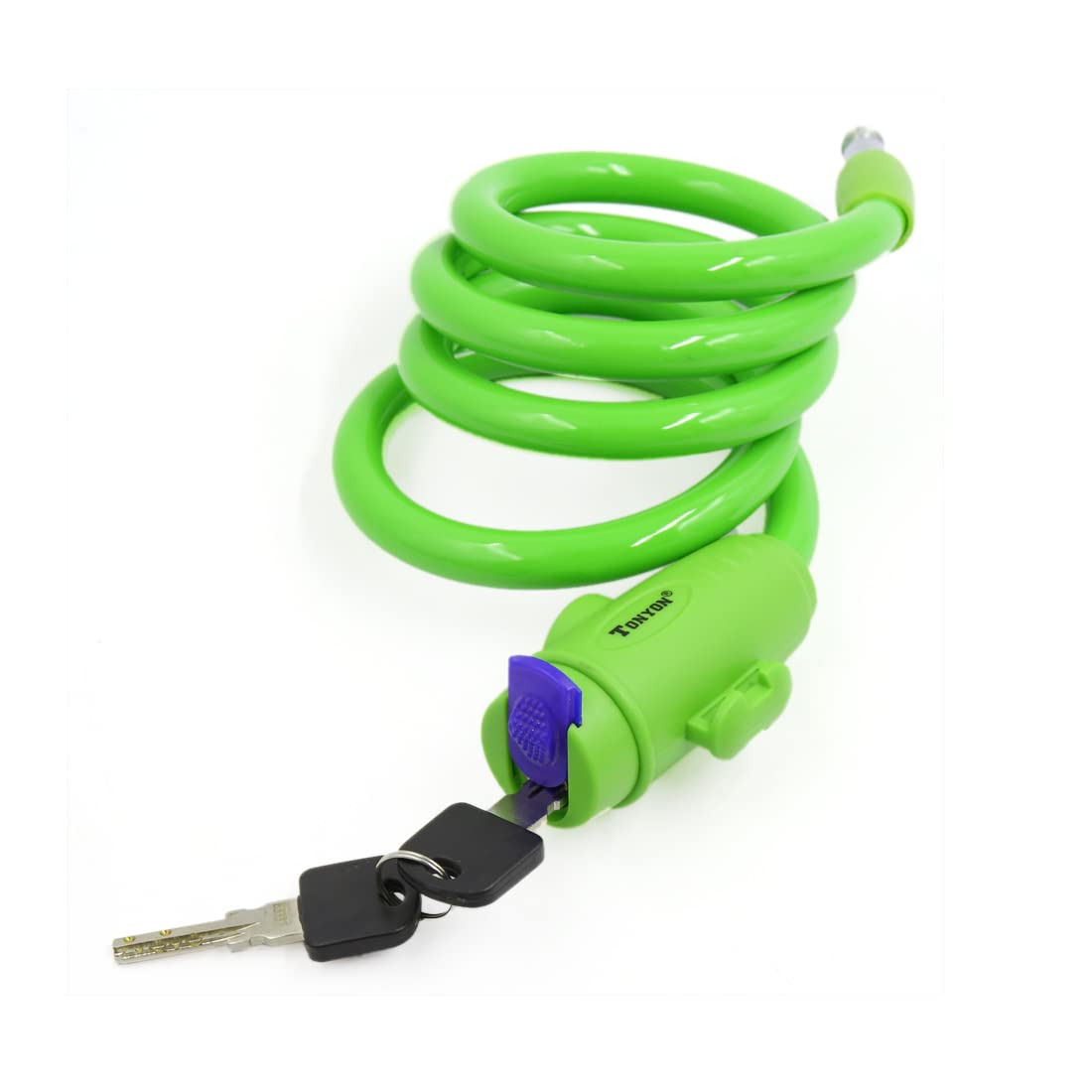 Qtqgoitem Green Bicycle Bike Cycling Motorbike Coil Security Lock Cable Chain w Two Keys (model: e93 f08 b0e 36d b24)