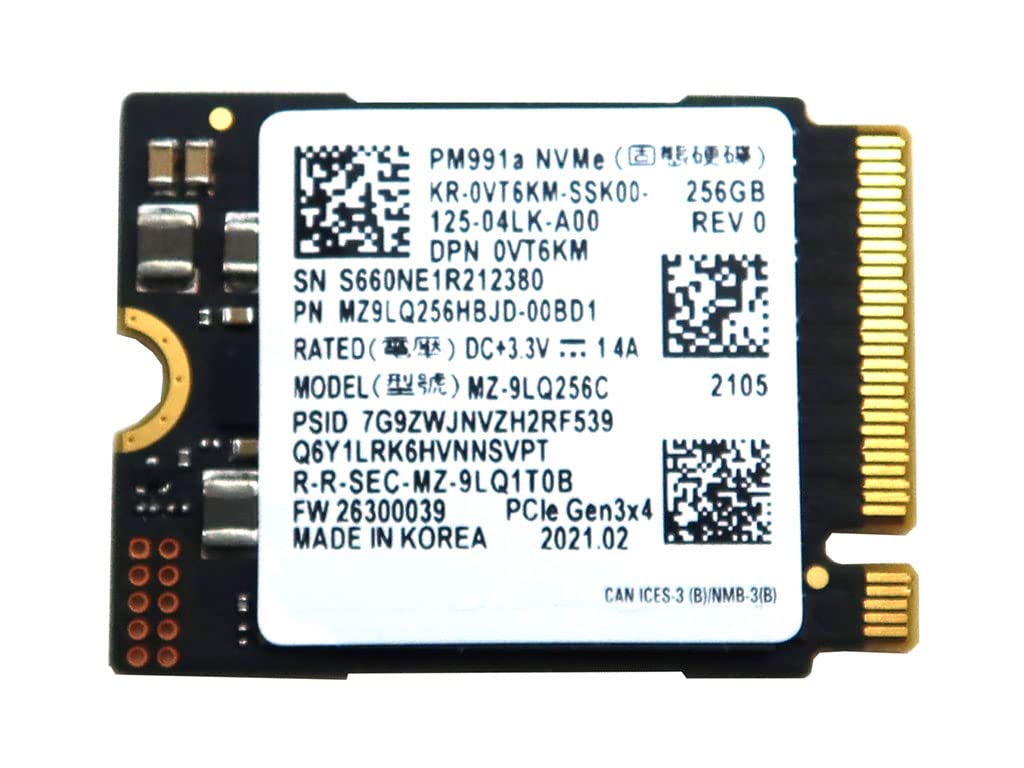 Solid State Drive MZ9LQ256HBJD-00BD1 Compatible Replacement Spare Part for Samsung PM991 MZ-9LQ256C 256GB M.2 2230 NVMe PCIe Gen3 x4 SSD