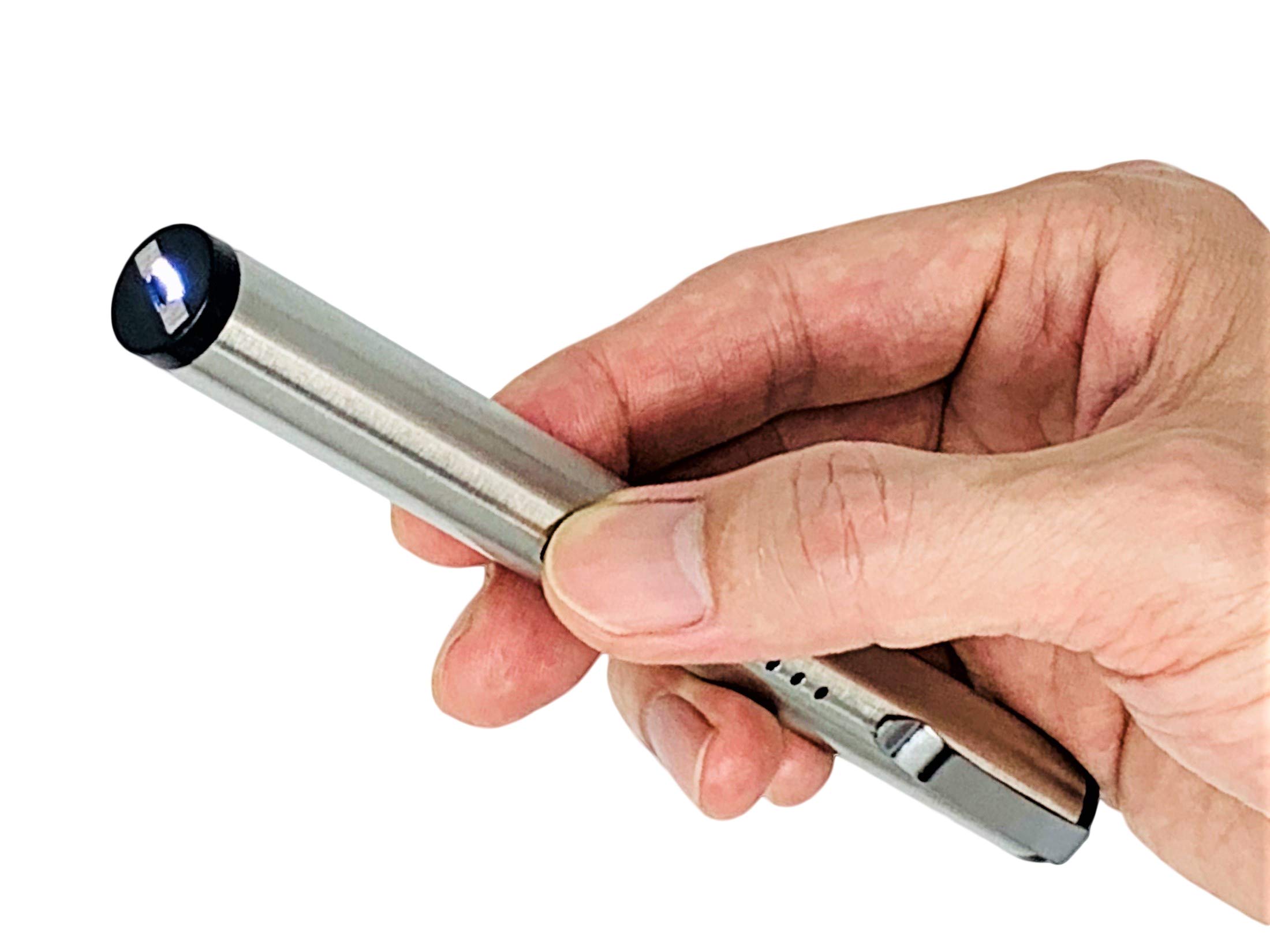 JC UNIVERSAL - Pen Style High Power Stun Gun Self Defense Protection Tool in Silver, USB Rechargeable
