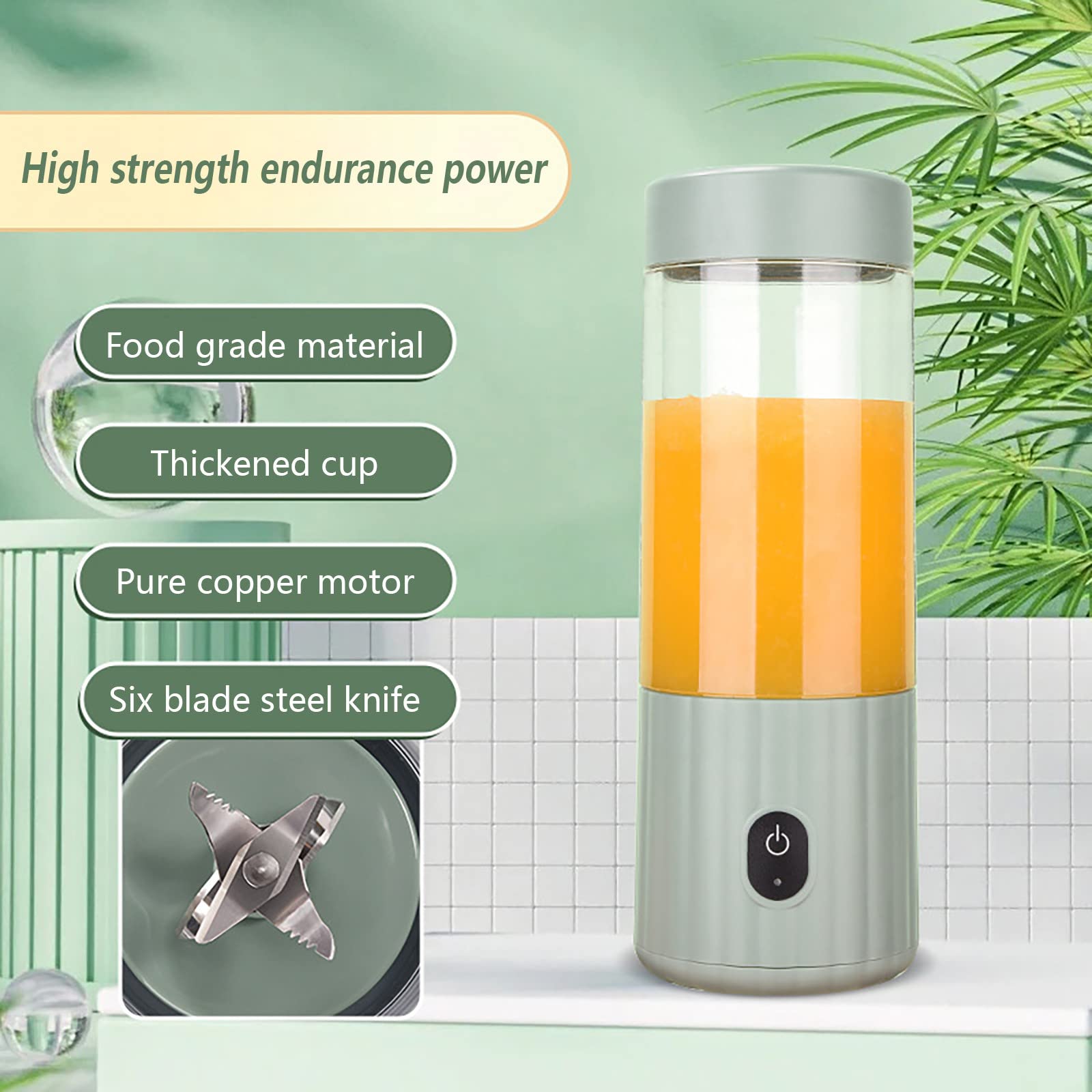 Portable Blend-er USB Rechargeable - Personal Blend-er for Shakes And Smoothies, Fruit Juicer with 6 Blades, Handheld Blenders for Sports, Travel, Outdoors