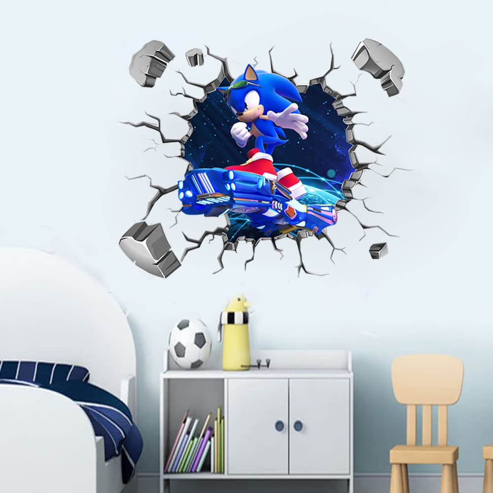 Sonic Wall Stickers Children's Room Living Room Décor 3D Cartoon Game PVC Stickers (P0432)