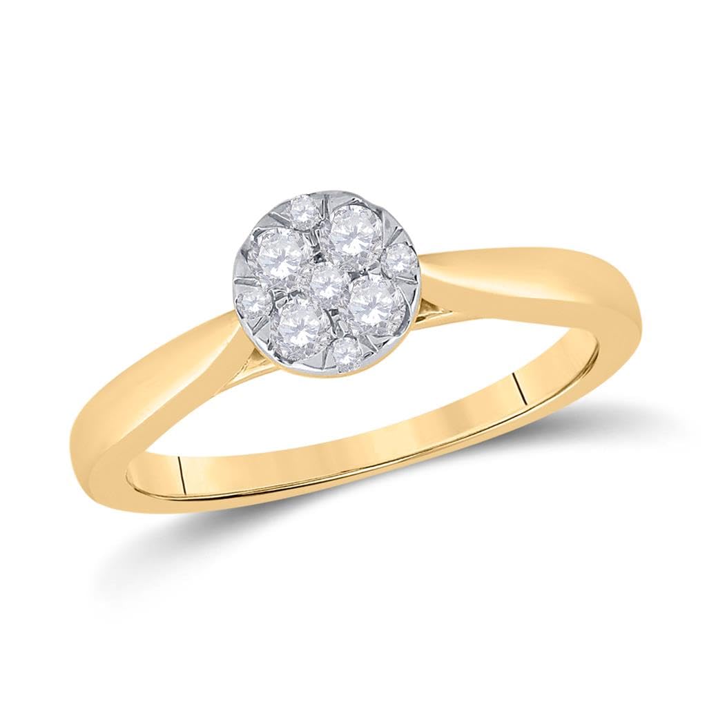 Jewels By Lux 14kt Yellow Gold Womens Round Diamond Larissa Cluster Bridal Wedding Engagement Ring 1/4 Cttw Ring Size 10.5