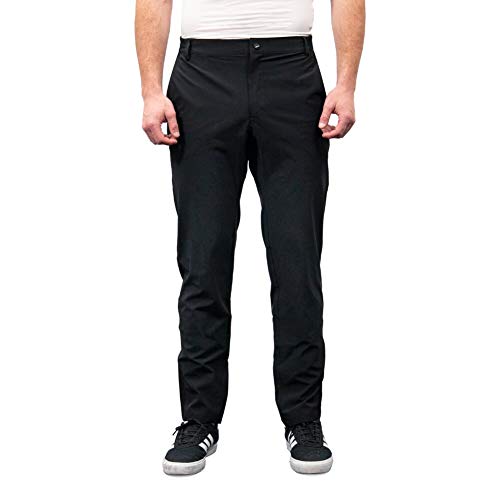 Men's Commuter Bike to Work Cycling Pants - Chinos/Slacks (Black, 34W x 30L)