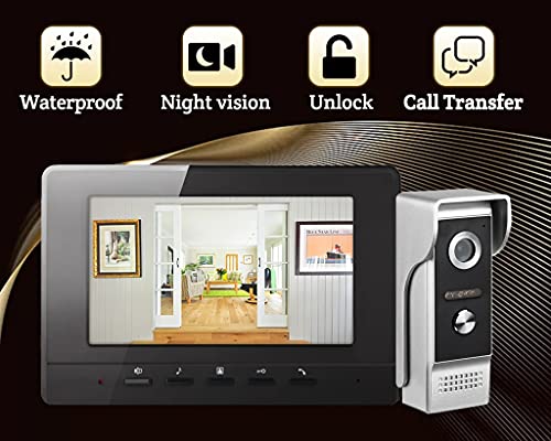 WSJIE Video Doorbell Intercom System 7 Inch 1000 TVL Video Door Phone Entry Panel Day Night Vision For Home Security (Color : White)