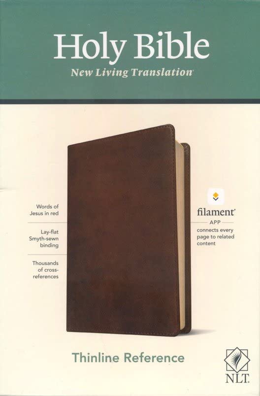 Personalized NLT Thinline Reference Bible Filament Enabled Edition Soft Leather-look, Rustic Brown, Baptism, Graduations, New Living Translation