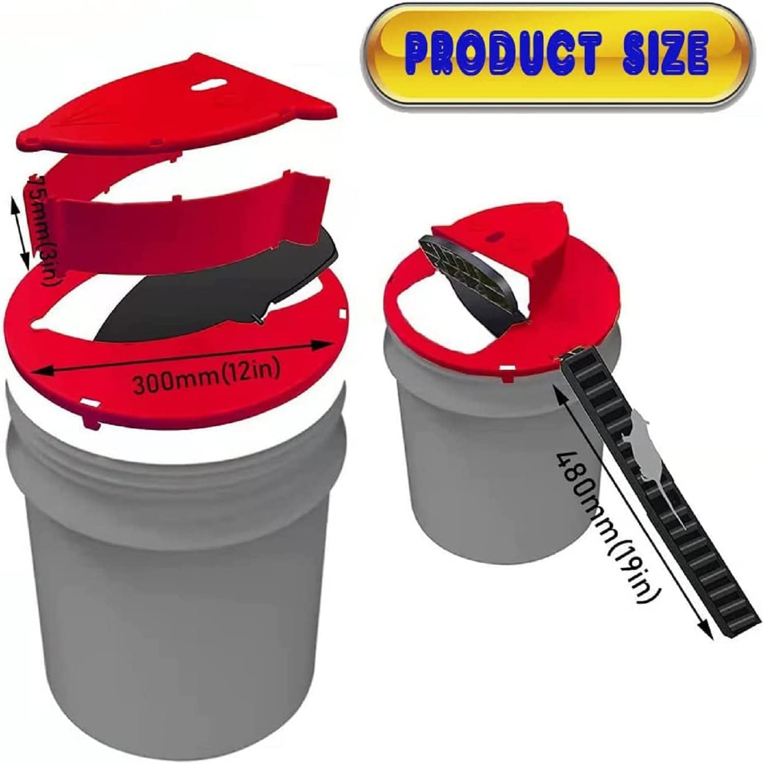 SJNDY Pack 2 Bucket Lid Mouse Trap, 5 Gallon Bucket Compatible, Mouse Catching Tool, Trap Door Style, Multi Catch, Auto Reset, Indoor Outdoor (Wine)