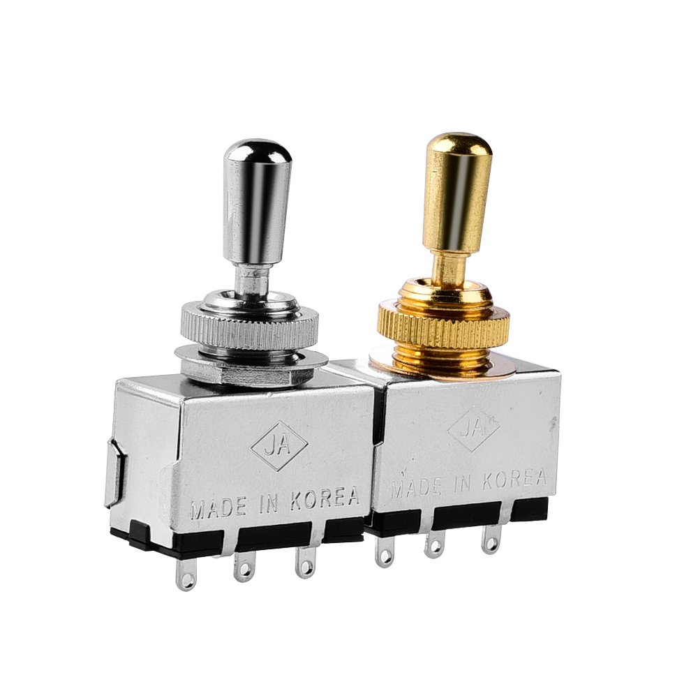JD.Moon Metal Electric Guitar 3 Way Box Toggle Switch for Les Paul with Brass Tip (Chrome)