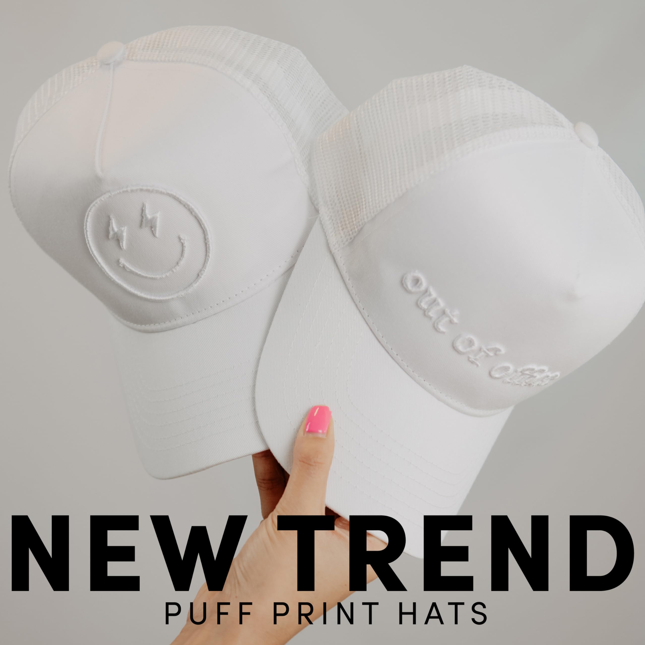 KATYDID Messy Hair Don't Care Baseball Hats Cap - Trucker Hat for Women - Stylish Cute Sun Hat - White