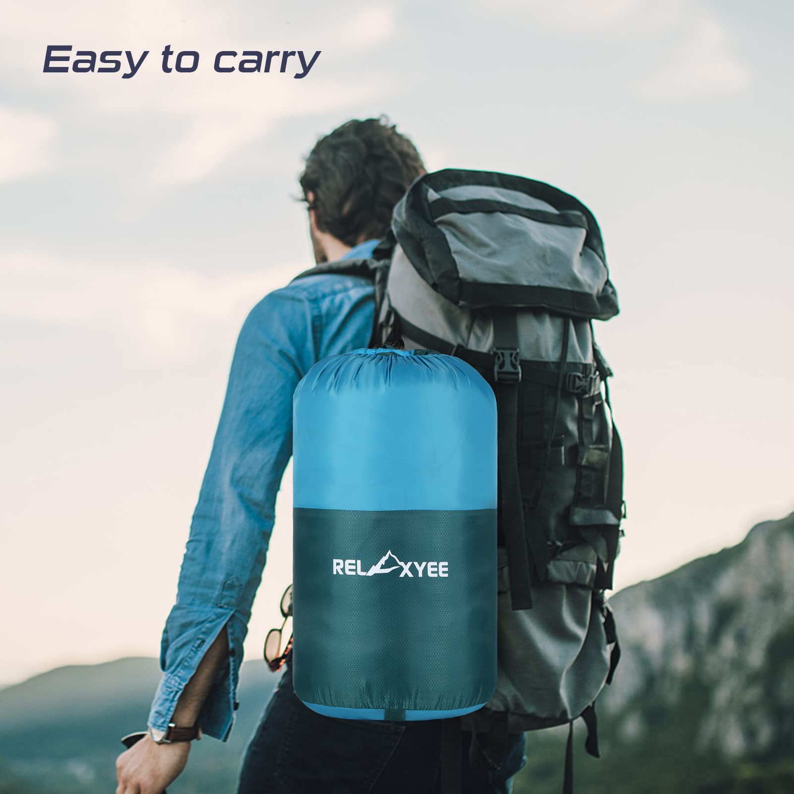 Relaxyee Camping Sleeping Bag for Adults Backpacking Lightweight Waterproof- Cold Weather Sleeping Bag for Hiking Traveling & Outdoor Activities