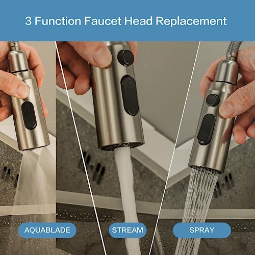 PULL Down Faucet Head Replacement Parts G1/2 or 13/16inch Kitchen Sink Faucet Sprayer Head Pull Out Spray Head Kitchen Faucet,Brushed Nickel