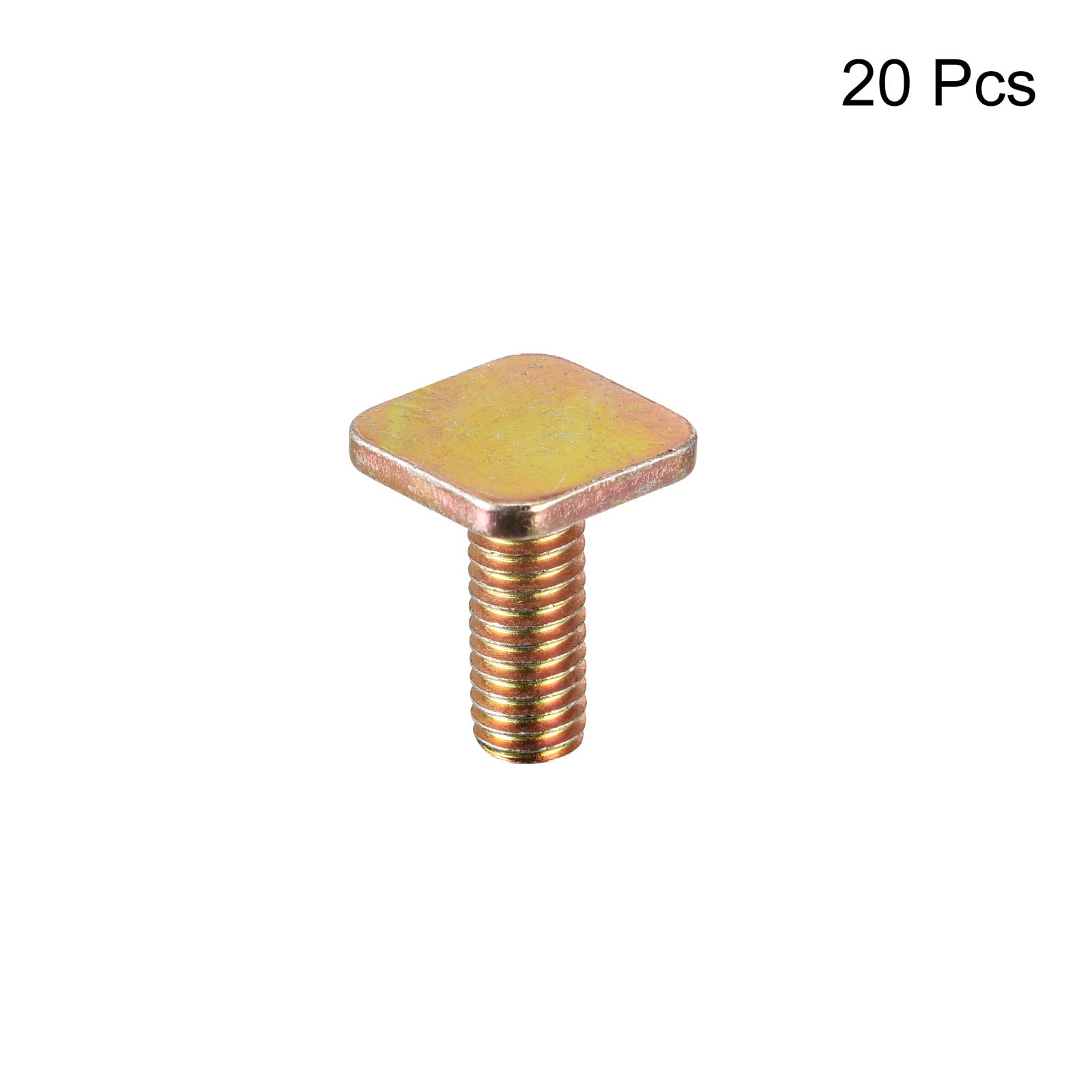 uxcell Square Head Bolt, 20pcs M6x16mm Fully Thread Carbon Steel Grade 8.8 Square Machine Screws, Gold Tone