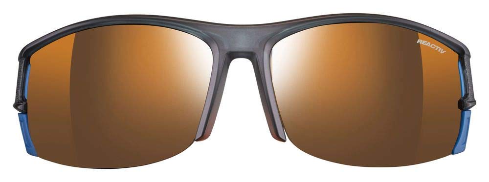 Julbo Makalu Asian Fit Sunglasses for Outdoors, Hiking, Mountaineering - Reactiv HIGH MOUNTAIN Polarized 2-4 - Black Trans Matte/Blue